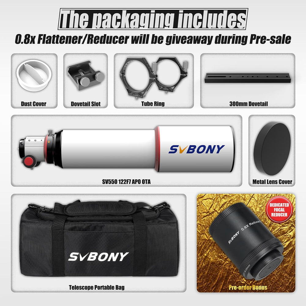 Svbony SV550 122mm Triplet APO F7 Refractor Telescope - F9381C